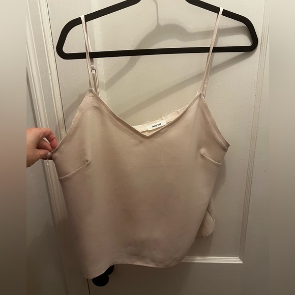 Mod Ref | Tops | Mod Ref Raw Hem Pale Pink White Cropped Tank | Poshmark